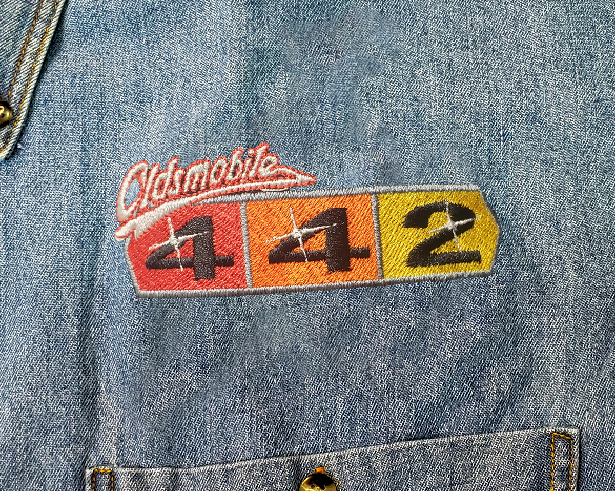 Classic Oldsmobile 442 Logo - Denim Long Sleeve Shirt – Casual Ts ...