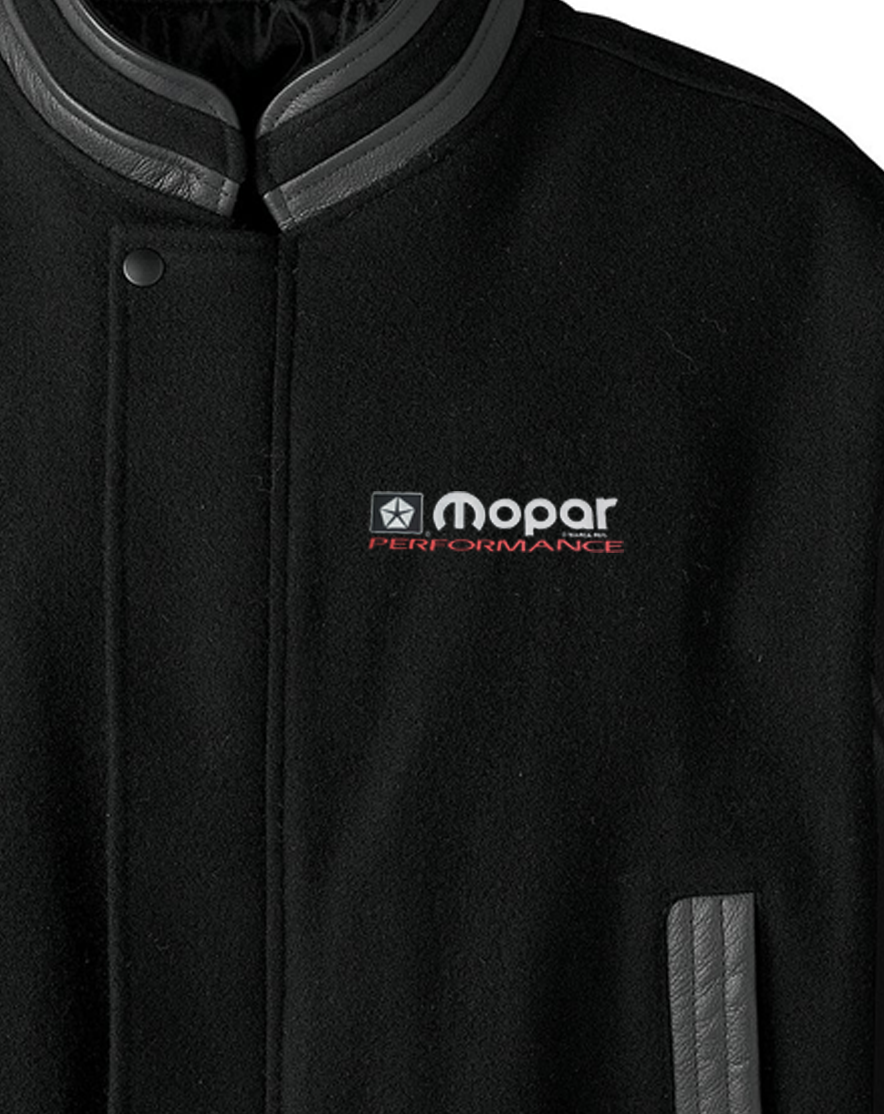 Classic Mopar Performance Logo - Retro Varsity Leather Melton Jacket ...