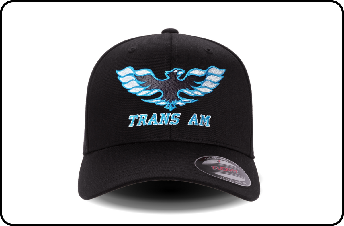 Pontiac Trans Am w/Bird Logo (Blue & White) - Flexfit Cap – Casual Ts ...